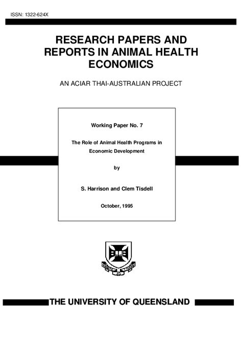 Pdf The Role Of Animal Health Programs In Economic Development