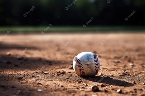 Premium Photo Shot Of A Baseball Lying On The Field Created With