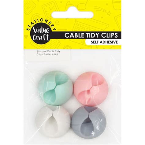 Silicone Cable Tidy Clips Pastel 4pcs Arbee Craft