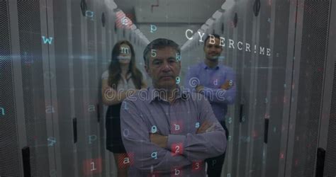 Image Of Data Processing Over Computer Servers And Caucasian Male And