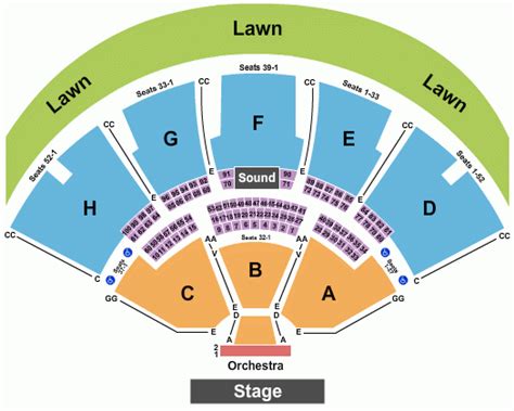 Ruoff Music Center Seating Chart With Rows And Seat Numbers Center