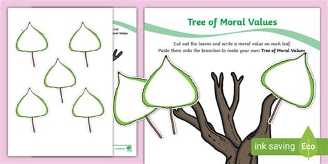 Tree Of Moral Values Activity Sheet Teacher Made Twinkl