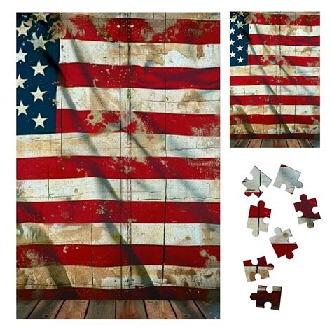 Autua American Flag Wooden Puzzle Vertical Style Impossible Puzzles For