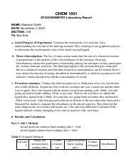 Stoichiometry Lab Report Pdf CHEM STOICHIOMETRY Laboratory Report NAME Madison Gatlin