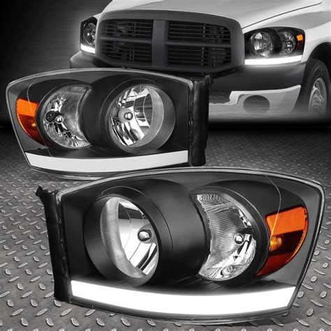 Nuvision For 2006 2009 Dodge Ram Pickup Led Drl Headlight Black Housing