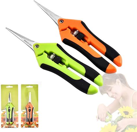 Ciouyaos 2pcs Pruning Shears Straight Tip Garden Secateurs Stainless