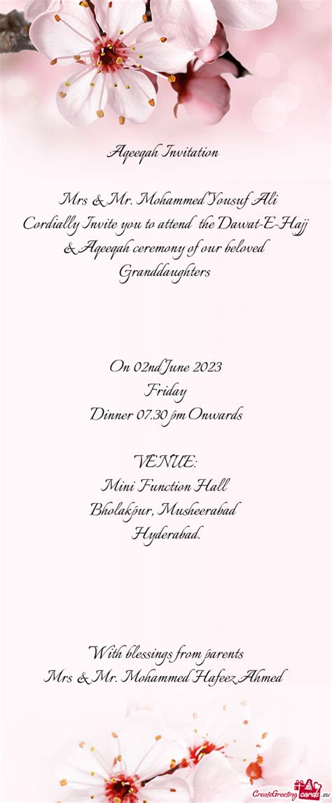 Mrs And Mr Mohammed Yousuf Ali Free Cards