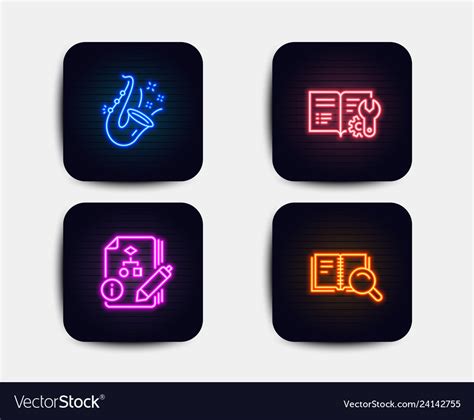 Neon Set Engineering Documentation Jazz Royalty Free Vector