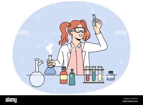Female Scientist Working With Tubes In Laboratory Professional Researcher Do Experiments In Lab