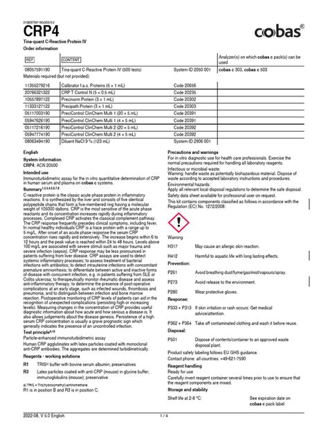 Insert Crp4 0108057591190c503 V5 En Pdf Detection Limit C Reactive Protein