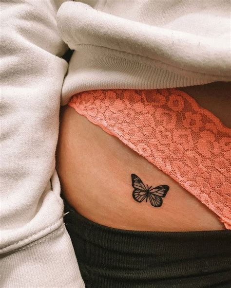 Hip Bone Butterfly Tattoo