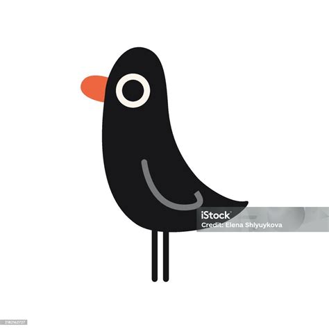 귀여운 검은 새 까마귀 갈까마 또는 비둘기 트렌디 한 현대 벡터 일러스트 레이 션은 흰색 배경에 고립되어 있으며 손으로 그린 평면 디자인 갈까마귀에 대한 스톡 벡터 아트 및
