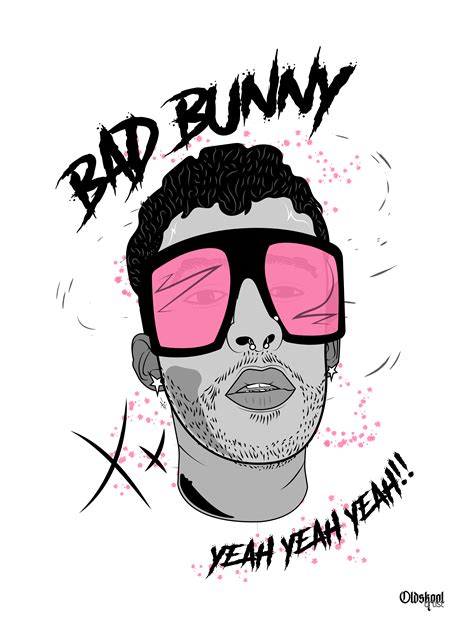 Bad Bunny Illustration Hip Hop Artwork Bunny Art Portrait Illustration