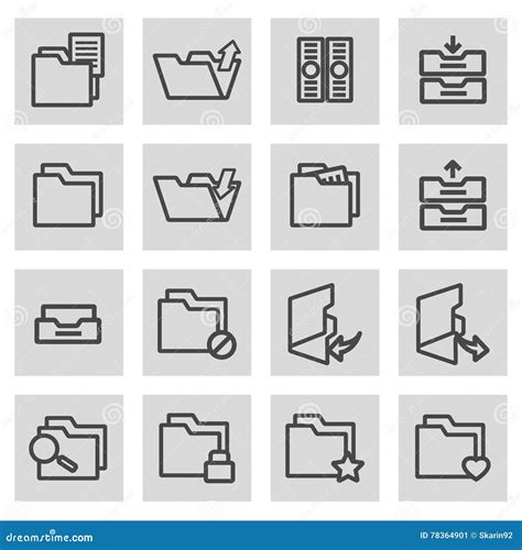 Line Folder Tree Icon Isolated On White Background Computer Network