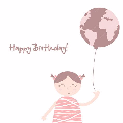 Premium Vector Illustration With Text Happy Birthday And Girl Holding