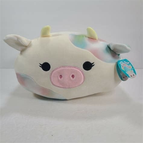 Kellytoy Toys Squishmallow 2 Stackable Candess The Cow White Tie Dye Easter Edition Plush