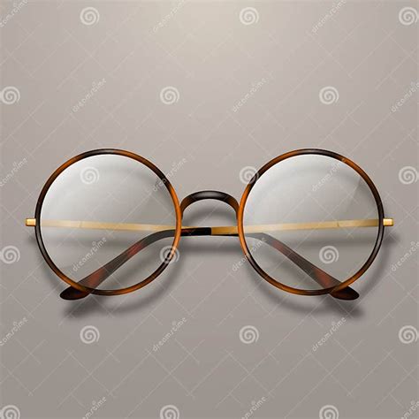 Vector 3d Realistic Round Frame Glasses Brown Color Frame Stock Vector