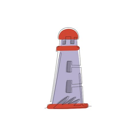 Un Seul Dessin En Ligne Du Logo De La Balise Du Phare Moderne Modèle De