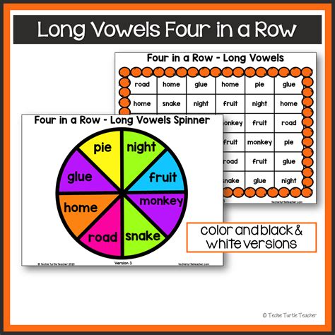 phonics game long vowel sounds four in a row decoding and fluency