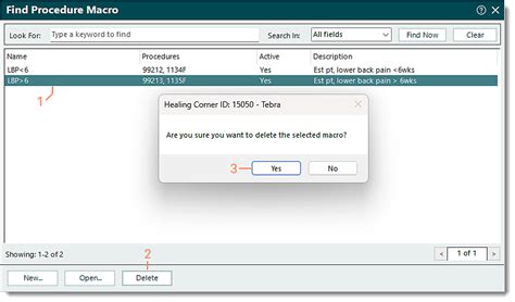 procedure macros tebra help center