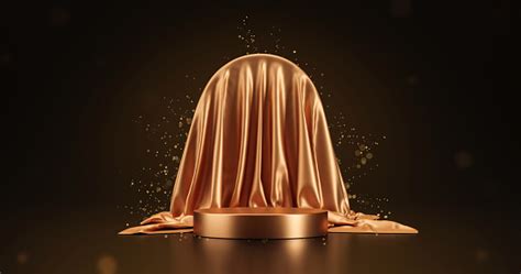 골드 럭셔리 패브릭 제품 디스플레이 또는 추상적인 프리젠 테이션 배경 무대와 쇼케이스 템플릿과 아름다움 골든 반짝이 배경에 우아함 연단 받침대 3d 렌더링 배경 주제에 대한