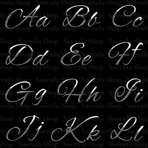 Silver Chrome Cursive Alphabet Clipart Png Clip Art Silver Chrome