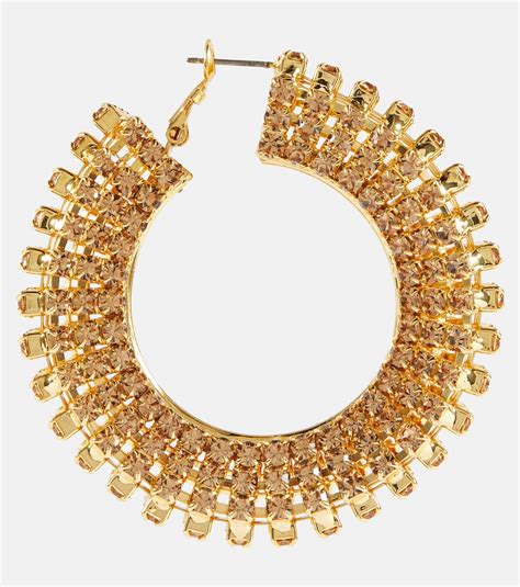 Crystal Embellished Hoop Earrings In Gold Magda Butrym Mytheresa