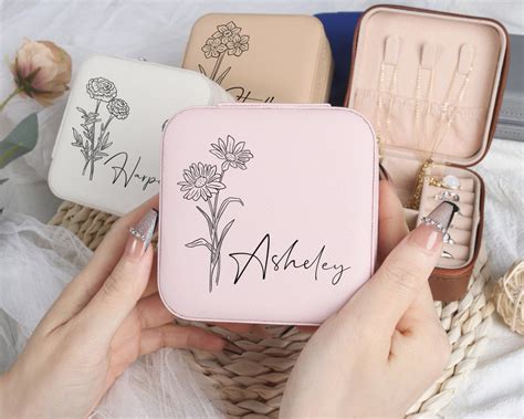 Personalized Jewelry Box Engraved Jewelry Case For Bridesmaid Travel Jewelry Organizer For Her