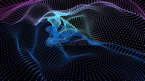 Energy Net Flows Dot Particle Lines Penetrating Fog Neon Lights