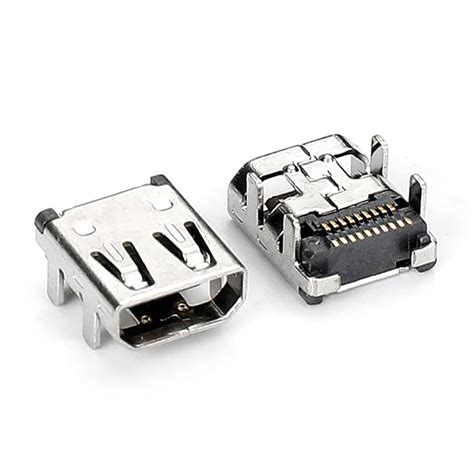 Surface Mount Micro Hdmi Pcb Connector 19 Pin Smt Right Angle Through