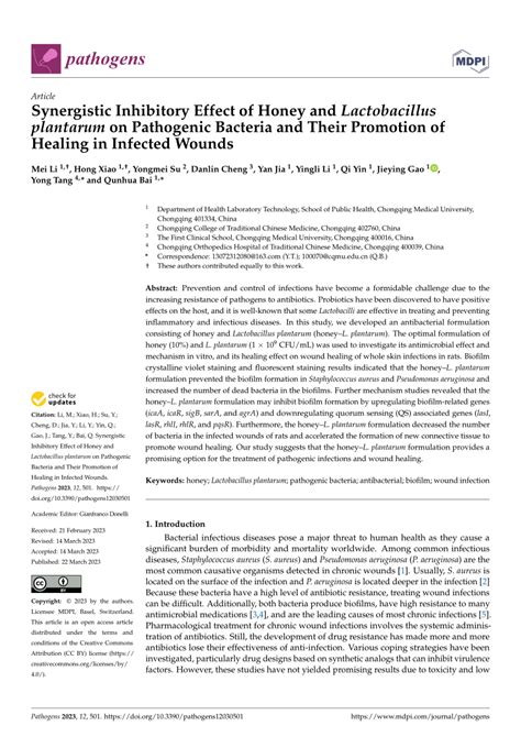 Pdf Synergistic Inhibitory Effect Of Honey And Lactobacillus