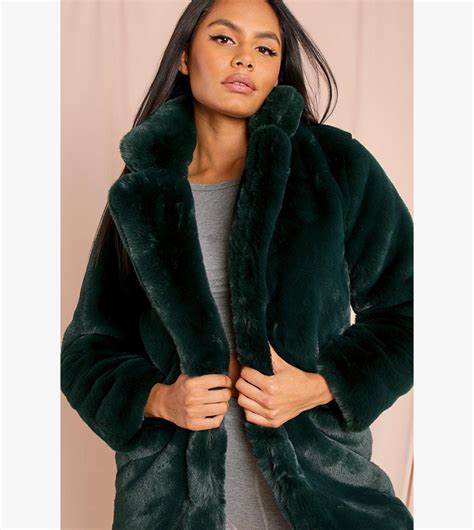 Buy MissPap Oversized Faux Fur Coat In Green ThStreet UAE