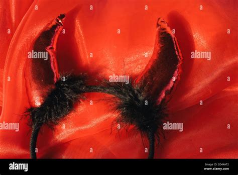 Devil Horns Devil Horns On Red Cloth Halloween Concept Theme Party