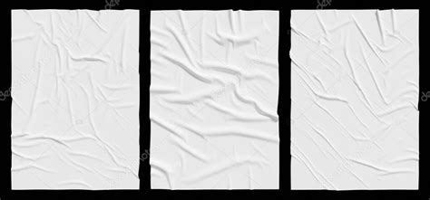 Conjunto De Plantilla De P Ster Arrugado Blanco Mockup De Papel Pegado