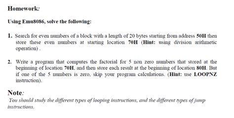 Solved Using Emu8086 ﻿solve The Following1 ﻿search For
