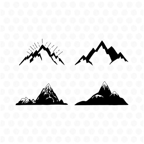 Mountain Svg Bundle Hand Drawn Svg Geometric Mountain Svg Etsy