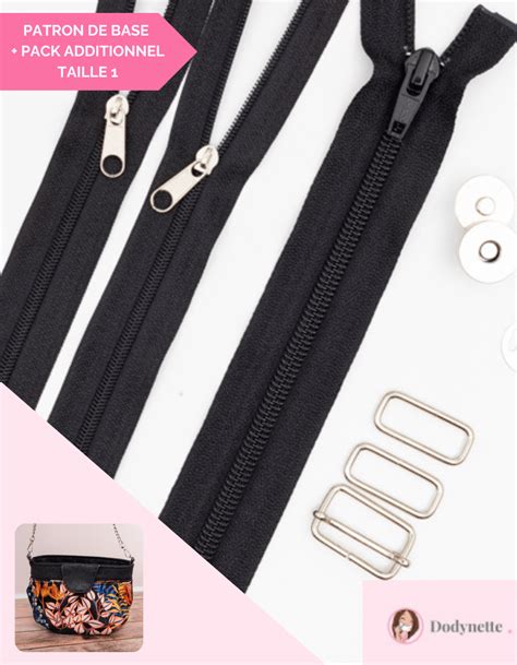 Pack Bouclerie Sac à Main Louise Taille 1 Patron De Base Additionnel Coloris Noir