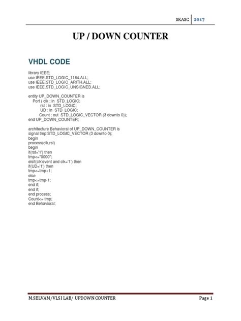 Up Down Counter Vhdl Code Pdf