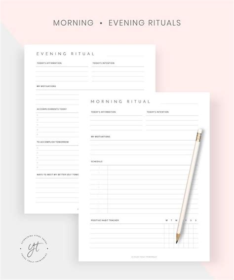 Daily Routine Printable Daily Routine Checklist Template Morning Ritual Chart Evening