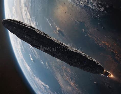Oumuamua Approaching Earth In Open Space Stock Illustration