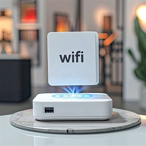 New White Wi Fi Router On Wooden Table Indoorsgenerative Ai Stock