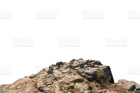 바위 산 경사 면 또는 흰색 배경에 고립 된 상단 전경 클로즈업 매트 페인팅 복사 공간을 위한 요소입니다 바위에 대한 스톡 사진