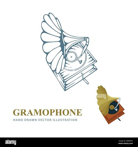 Gramophone Gramophone Hand Drawn And Realistic Vector Illustrations