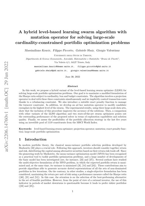 Pdf A Hybrid Level Based Learning Swarm Algorithm With Mutation