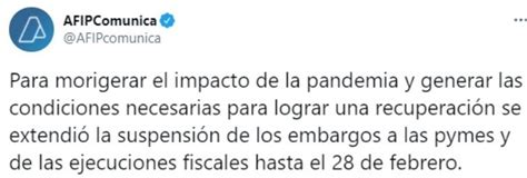 La Afip Prorrogó La Suspensión De Embargos A Pymes Y Ejecuciones