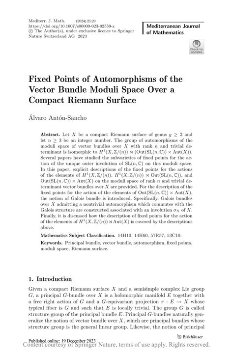 Fixed Points Of Automorphisms Of The Vector Bundle Moduli Space Over A Compact Riemann Surface