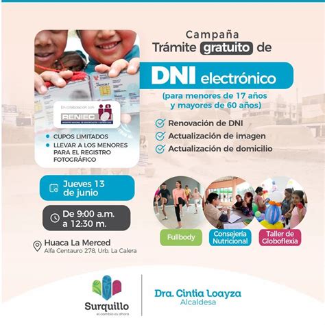 Reniec Campañas De Dni Electrónico Gratis Para El 13 Y 14 De Junio En