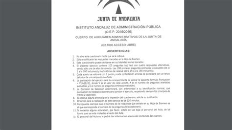 Examen De Auxiliar Administrativo De La Junta De Andalucía Consejos Y
