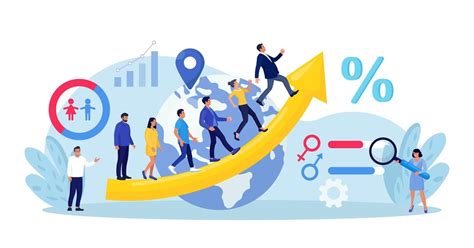 지구상의 인구 과잉 인구 밀도 증가 인구에 대한 인구 통계학적 통계 데이터 인구 및 이주 사람들의 이동 인구 통계를 사용한 사회 분석 문화 민족 데이터 프리미엄 벡터