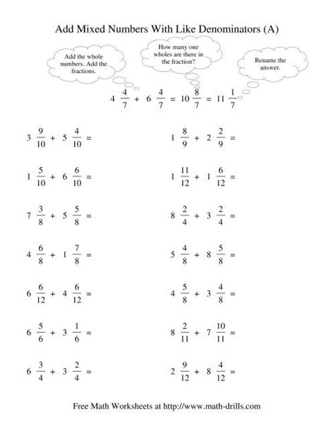 Adding Fractions With The Same Denominator Worksheet For 6th 8th Worksheets Library